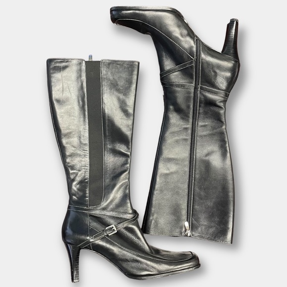 Anne Klein | Shoes | Anne Klein Calf Boot Square Toe Black Size M ...